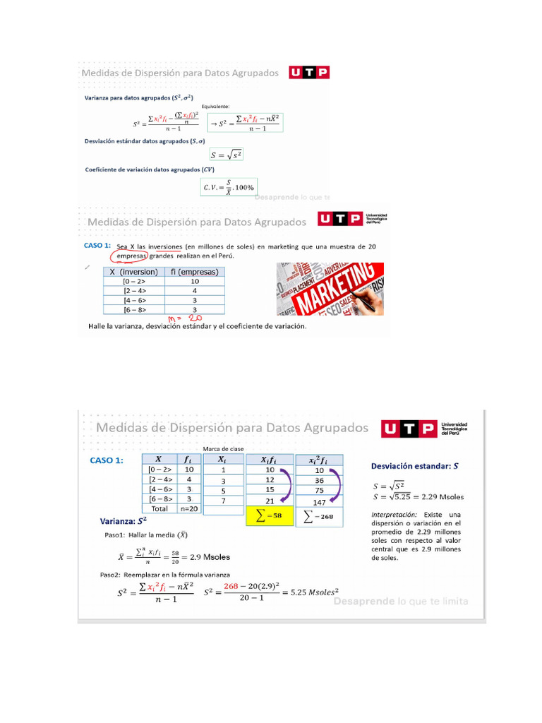 10 Medidas de Disperción Datos Agrupados | PDF