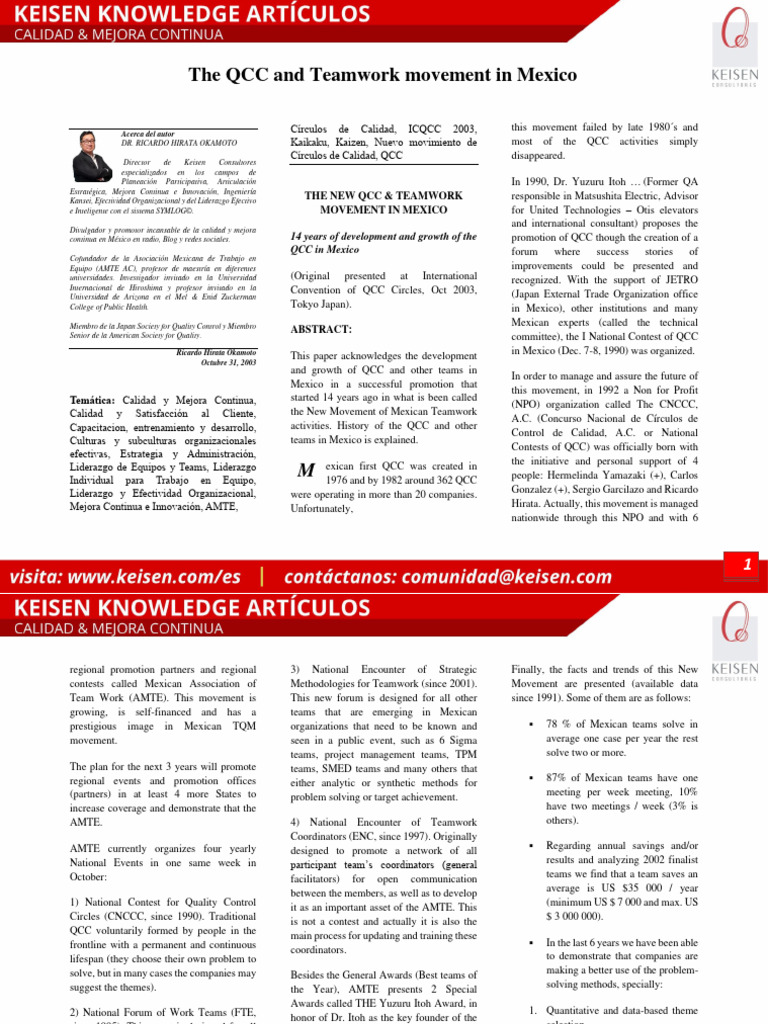 The QCC and Teamwork Movement in Mexico | PDF | Business | Methodology