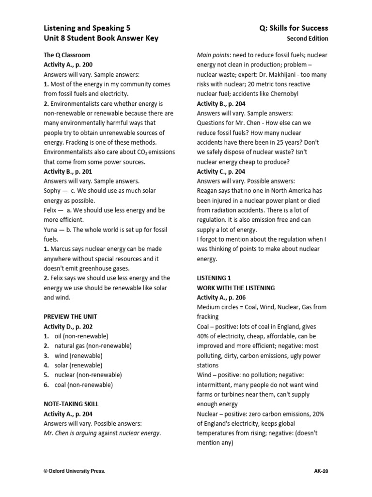 Q2e LS5 U08 AnswerKey | PDF | Wind Power | Renewable Energy