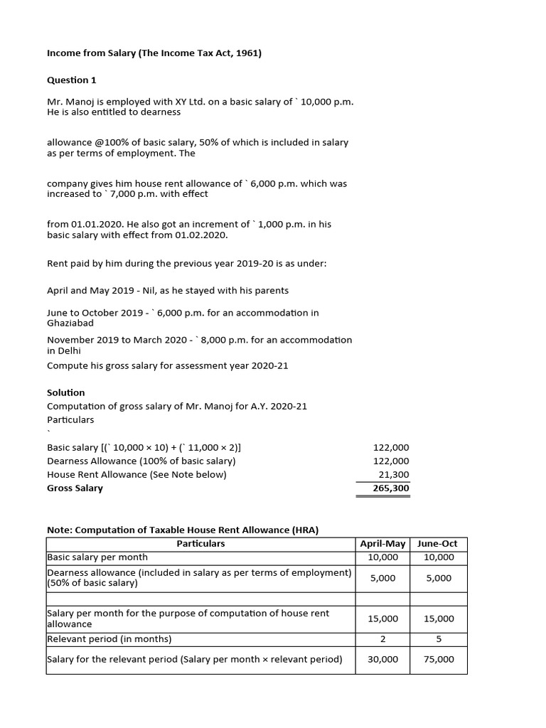 Questions & Answers - Salary Income | PDF | Employee Benefits | Salary