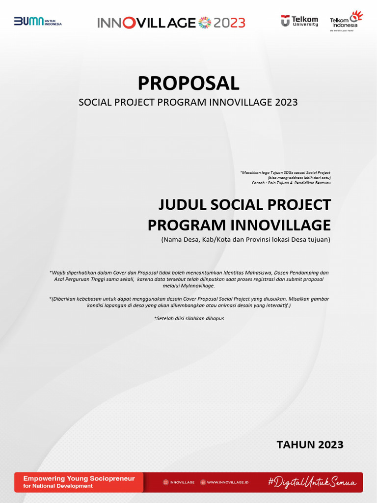 (Skema Sustainability) Tamplate Proposal Social Project Innovillage 2023 | PDF | Bisnis | Seni