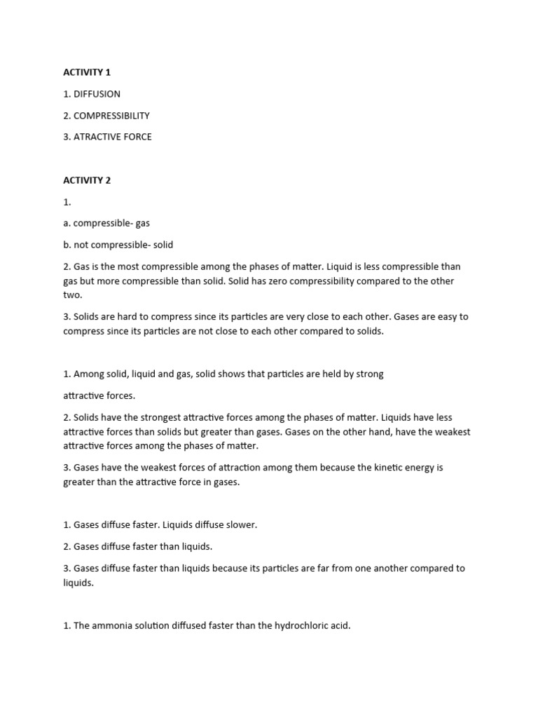 LAS 2 Particle Model of Matter | PDF | Gases | Liquids