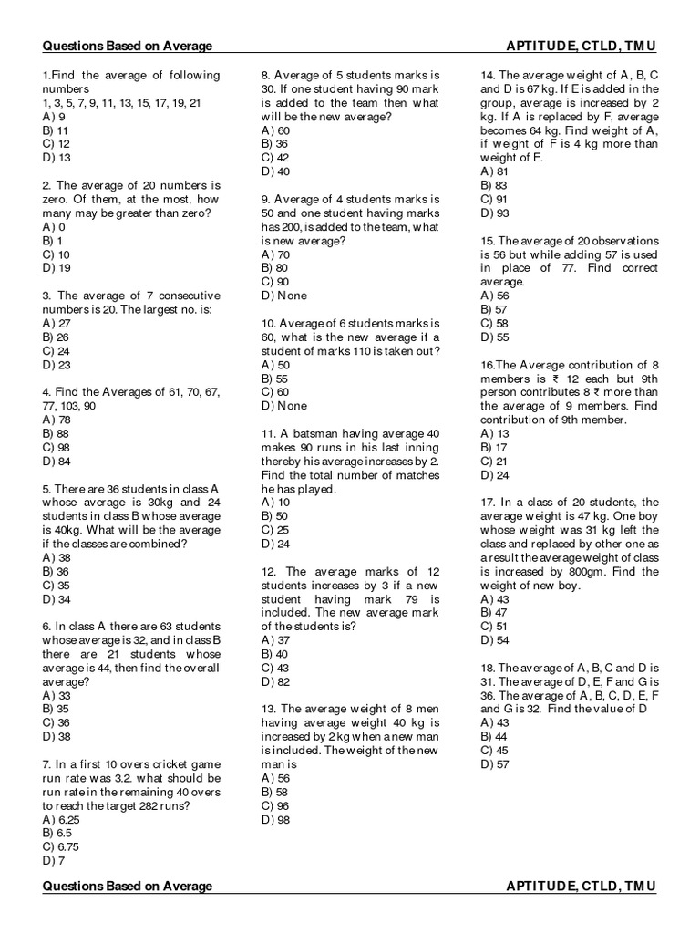 Average Practice Sheet | PDF | Summer Sports | International Cricket Competitions