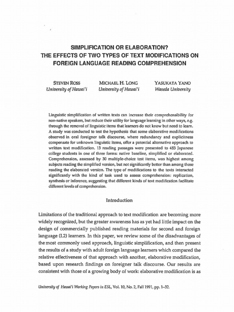Simplification or Elaboration? The Effects of Two Types of Text ...