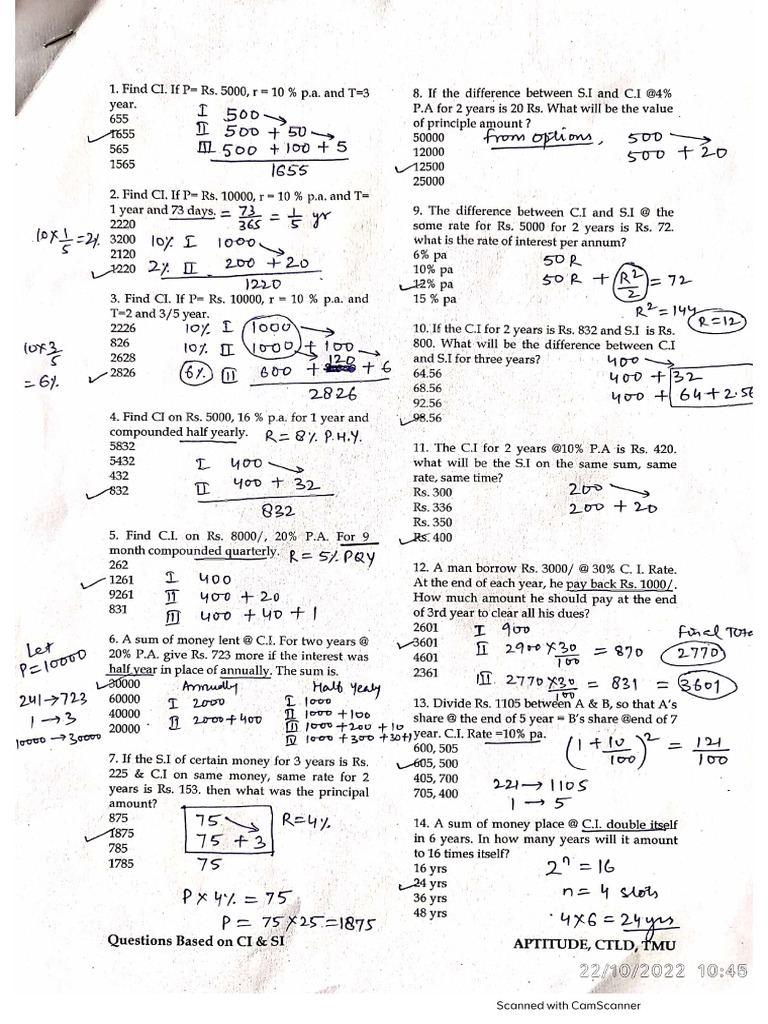 CI and SI Sheet Solutions | PDF