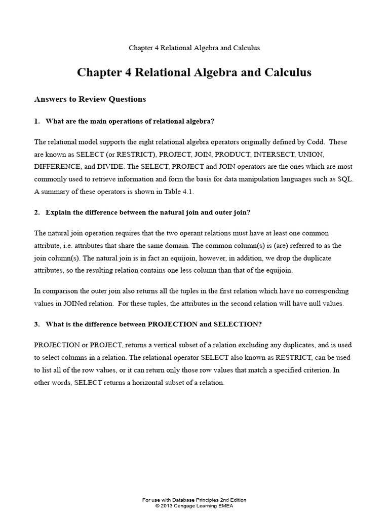 Relational Algebra and Calculus Overview | PDF | Relational Model | Relational Database