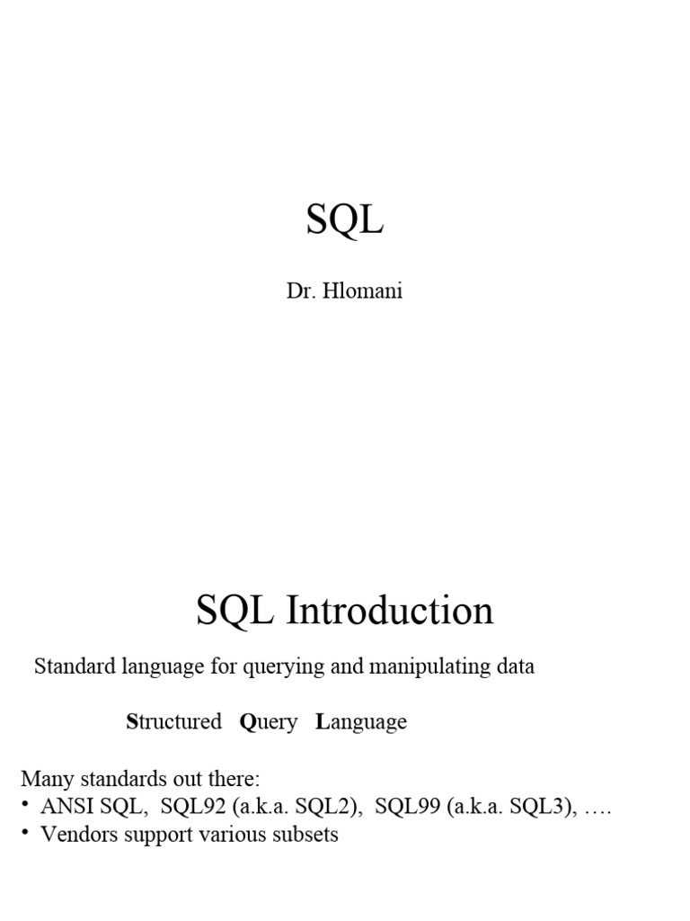 Introduction To SQL | PDF | Sql | Data Management