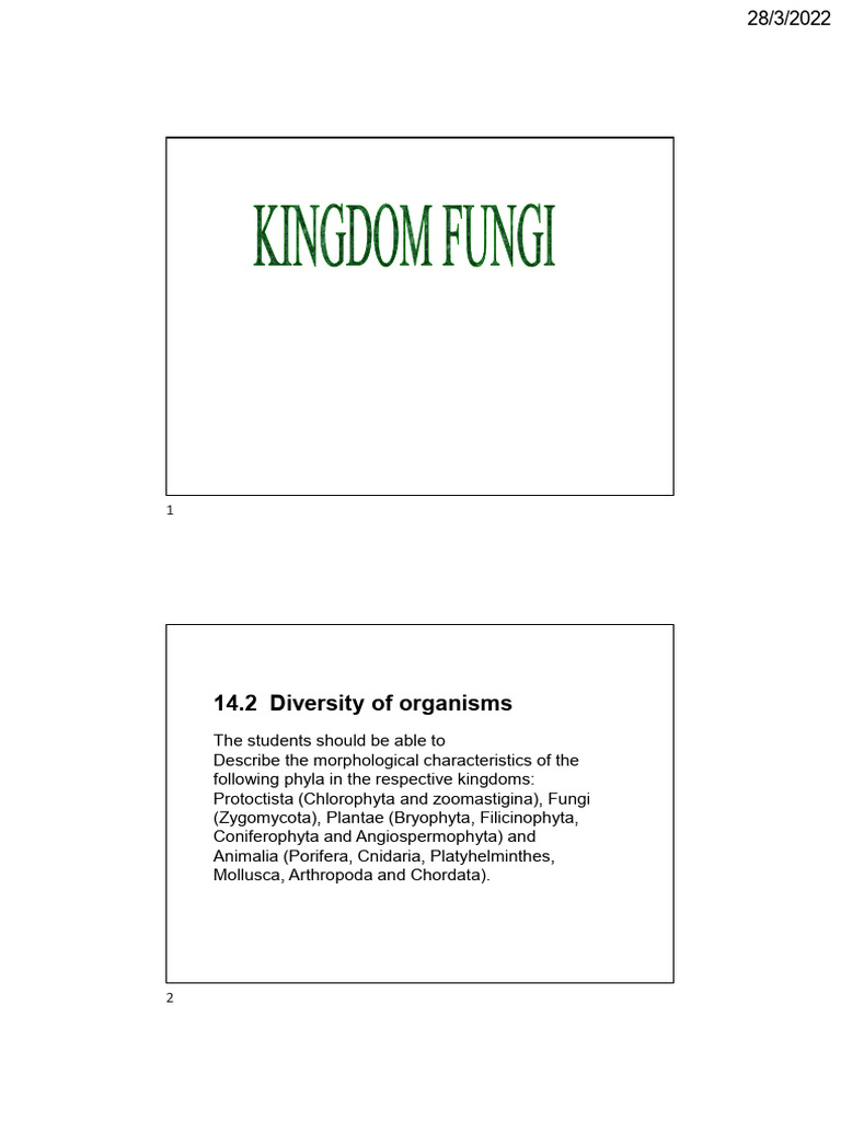 Kingdom Fungi Notes | PDF | Fungus | Organisms