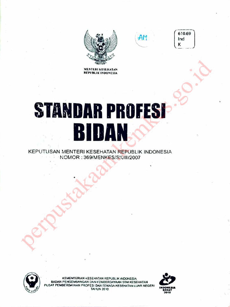 Standar Profesi Bidan - Keputusan Menteri Kesehatan RI Nomor - 369 - Menkes - SK III - 2007 | PDF