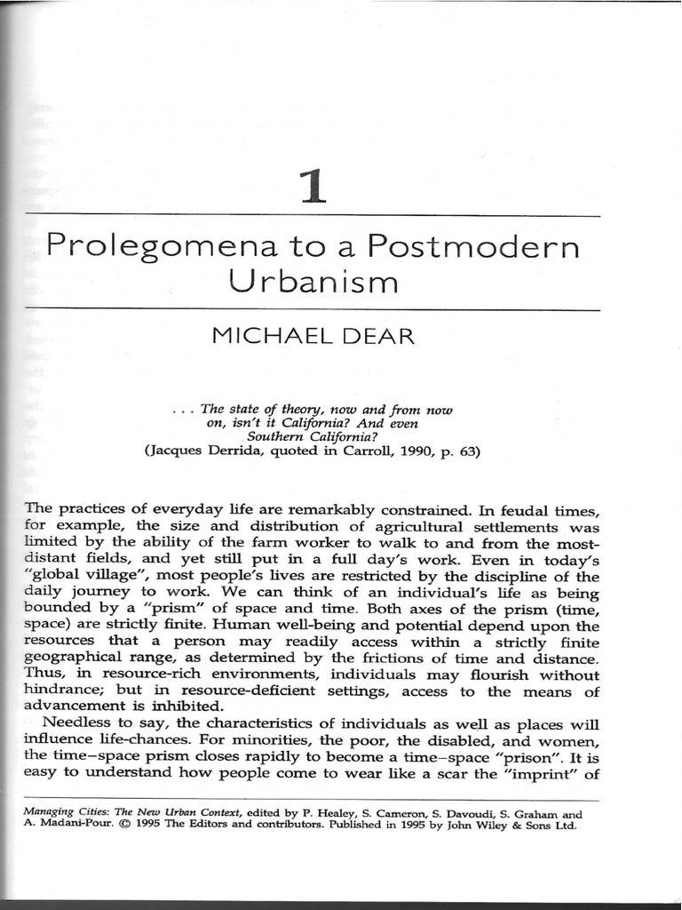 Dear - Prolegomena To PoMo Urbanism | PDF