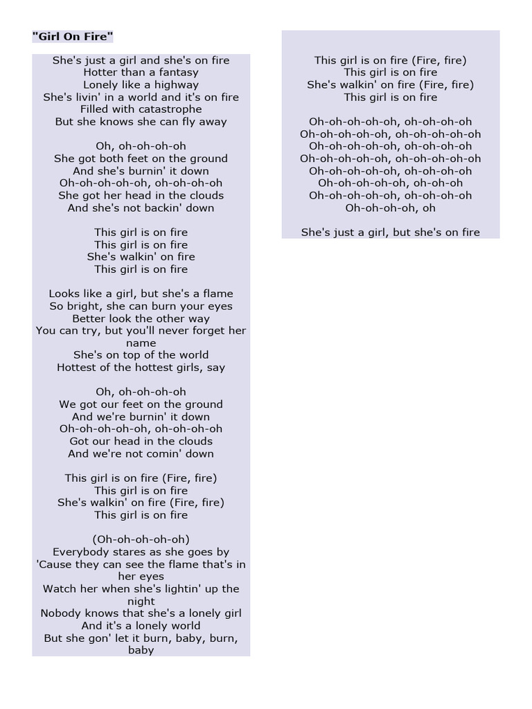 Girl On Fire | PDF