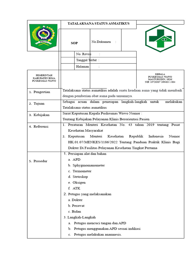 Tatalaksana Status Asmatikus SOP | PDF