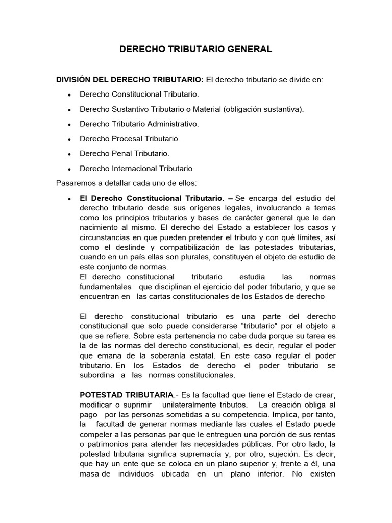 Derecho Tributario General | PDF | Impuestos | Gobernancia