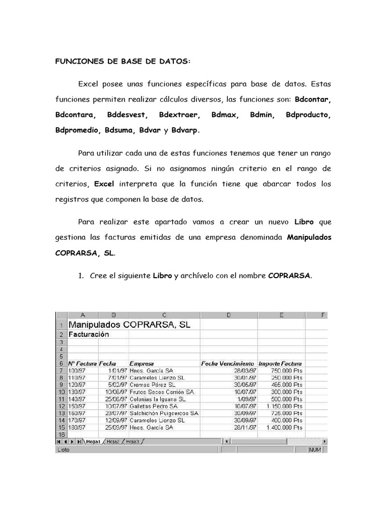 Funciones Base Datos en EXCEL | PDF | Informática | Software