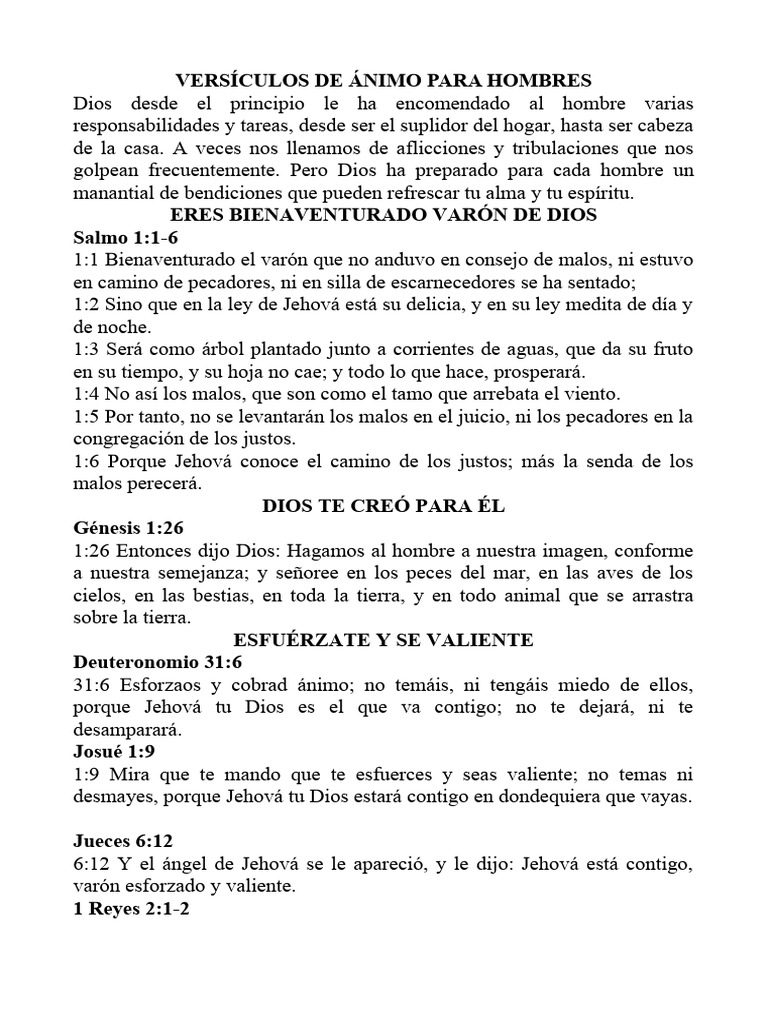 Versículos de Ánimo para Hombres | PDF | Libro de proverbios | Creencia religiosa y doctrina