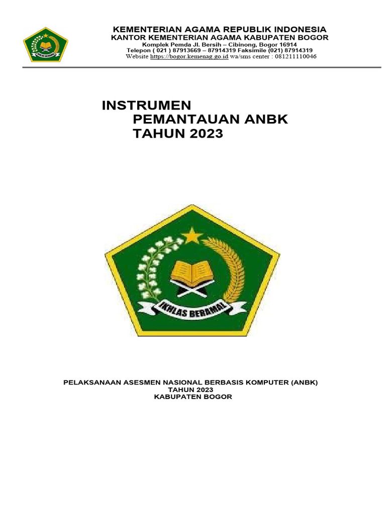 Instrumen Monev ANBK 2023 | PDF