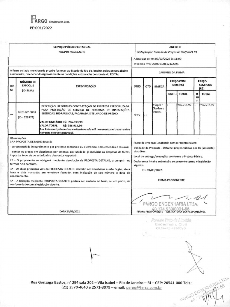 Planilha Modelo - Codigo Emop | PDF | Materiais