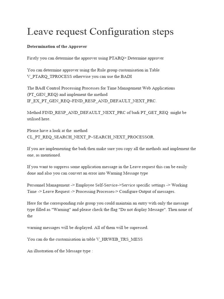 Leave request Configuration steps | PDF