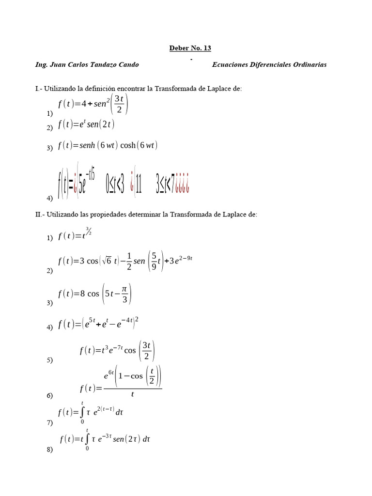 Deber 13 de EDO | PDF | Física teórica | Ecuaciones