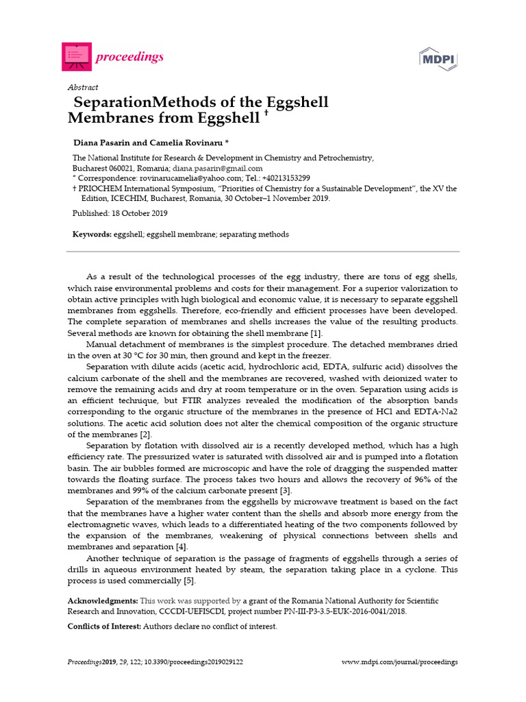 Efficient Methods for Eggshell Membrane Separation | PDF | Membrane | Acid