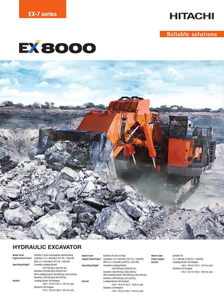 Hitachi EX8000 Mining Excavator Brochure | PDF | Pump | Engines