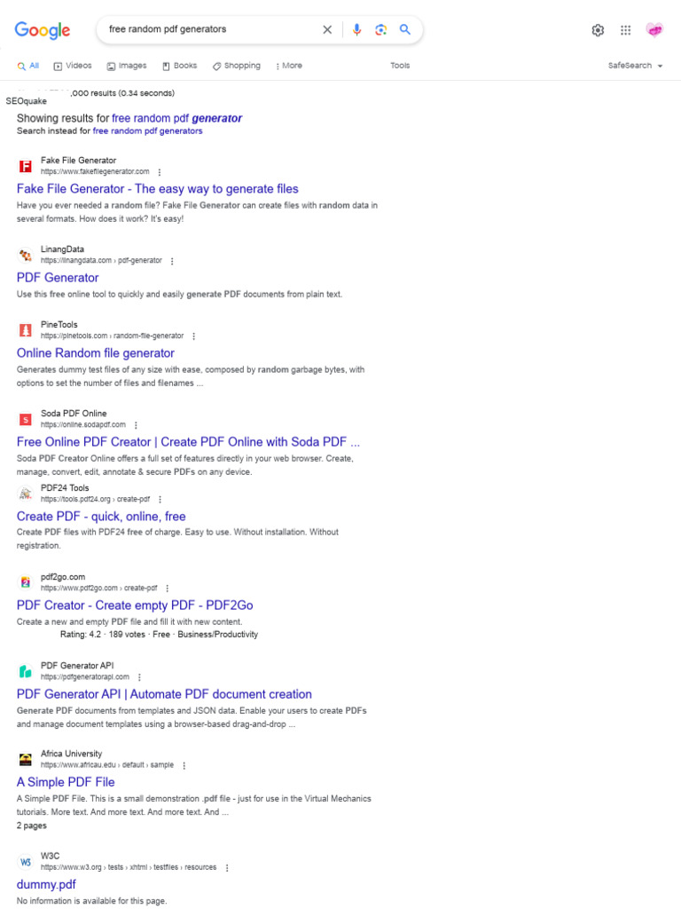 Free Random PDF Generators - Google Search | PDF | Computer File | Computing