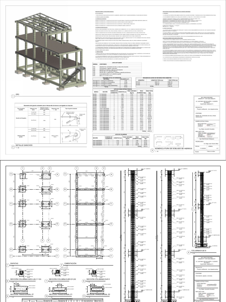 PLANOS ESTRUCTURALES ARQ. TAPIA FIRMADO (1) Compressed | PDF | Fundación (Ingeniería) | Acero