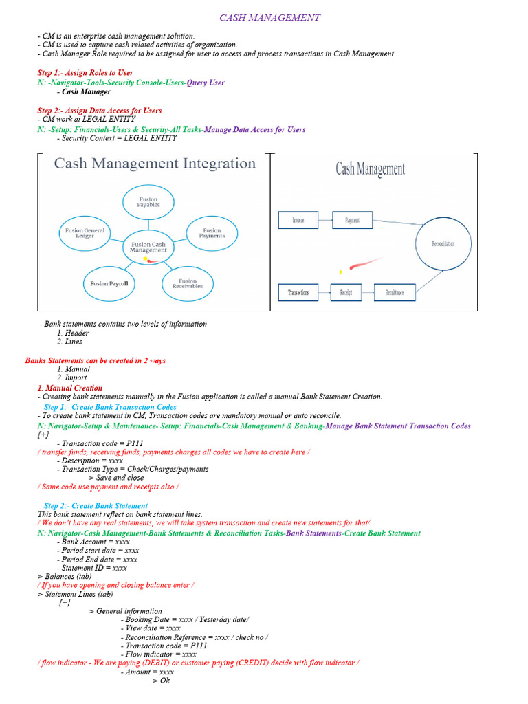 Cash Management Guide: Bank Statement Process | PDF | Cash | Payments
