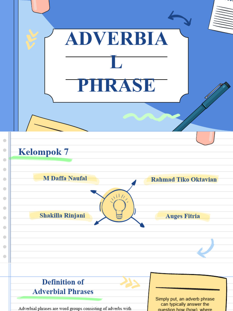 GROUP 7 Adverbial Phrase | PDF | Adverb | Languages