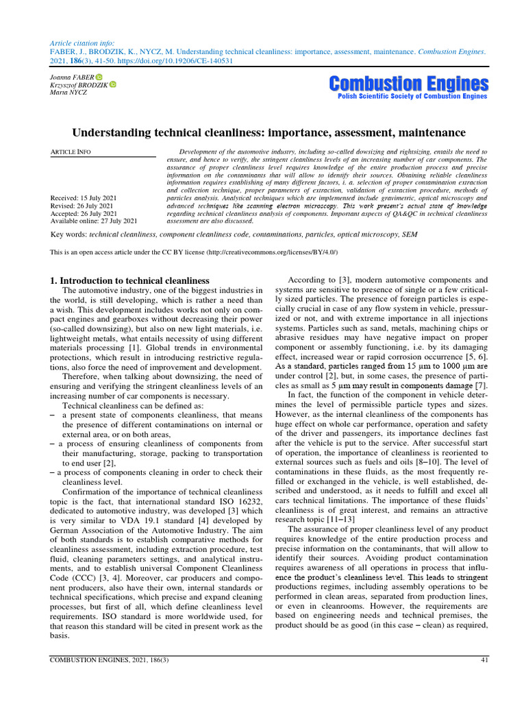 Technical Cleanliness in Automotive Industry | PDF | Infrared ...