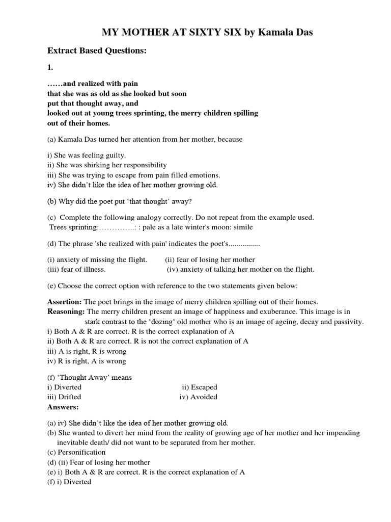 Poetry Extract Based Questions XII Eng | PDF | Poetry