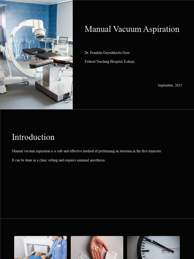 Manual Vacuum Aspiration Overview | PDF | Medical Specialties ...