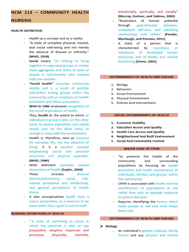 NCM 113 Lec Transes | PDF | Cost Of Living | Health Care