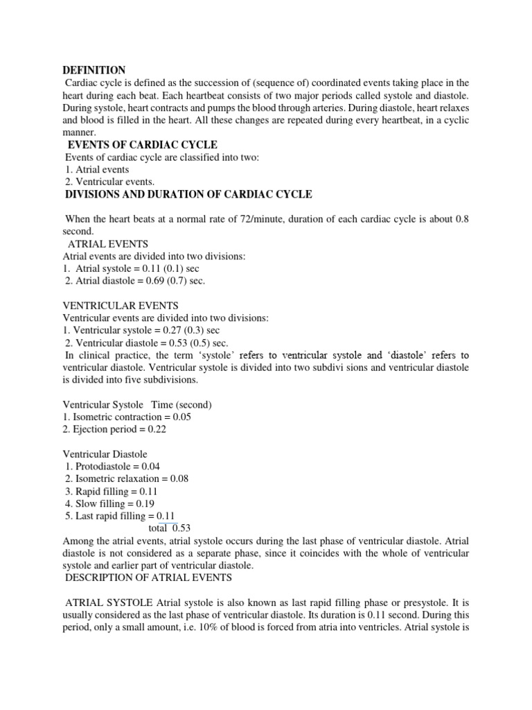 Cardiac Cycle | PDF | Diastole | Atrium (Heart)