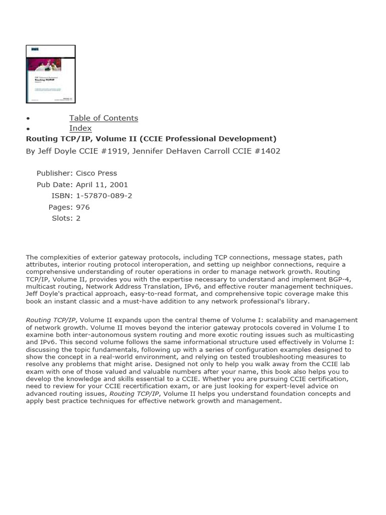 Routing TCP IP Volume II | PDF