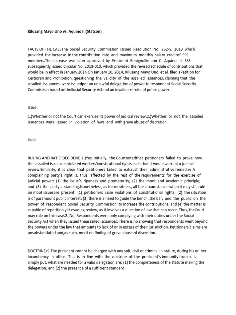 Statcon 1st and 2nd Week | PDF | Habeas Corpus | Precedent