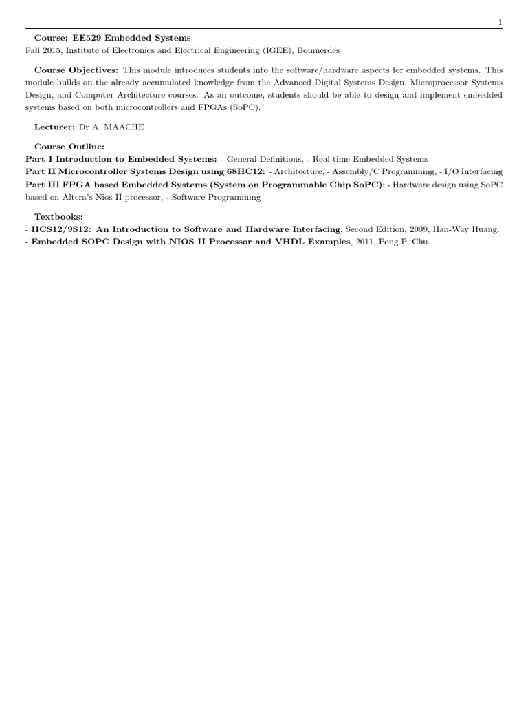 CH 1 Intro | PDF | Embedded System | Microcontroller CH 1 Intro | PDF | Embedded System | Microcontroller