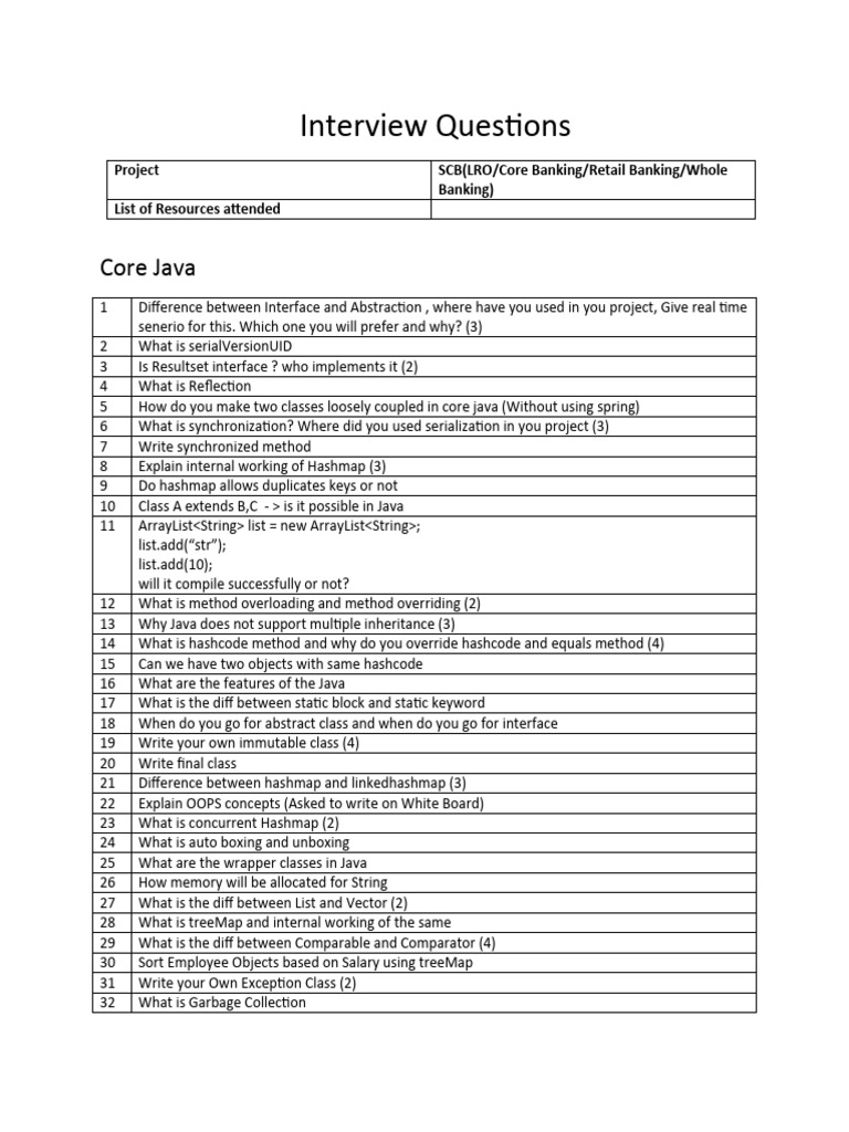 Interview Questions: Core Java | PDF | Method (Computer Programming) | Representational State ...