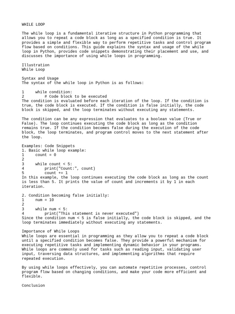 While Loop | PDF | Control Flow | Computer Programming While Loop | PDF | Control Flow | Computer Programming