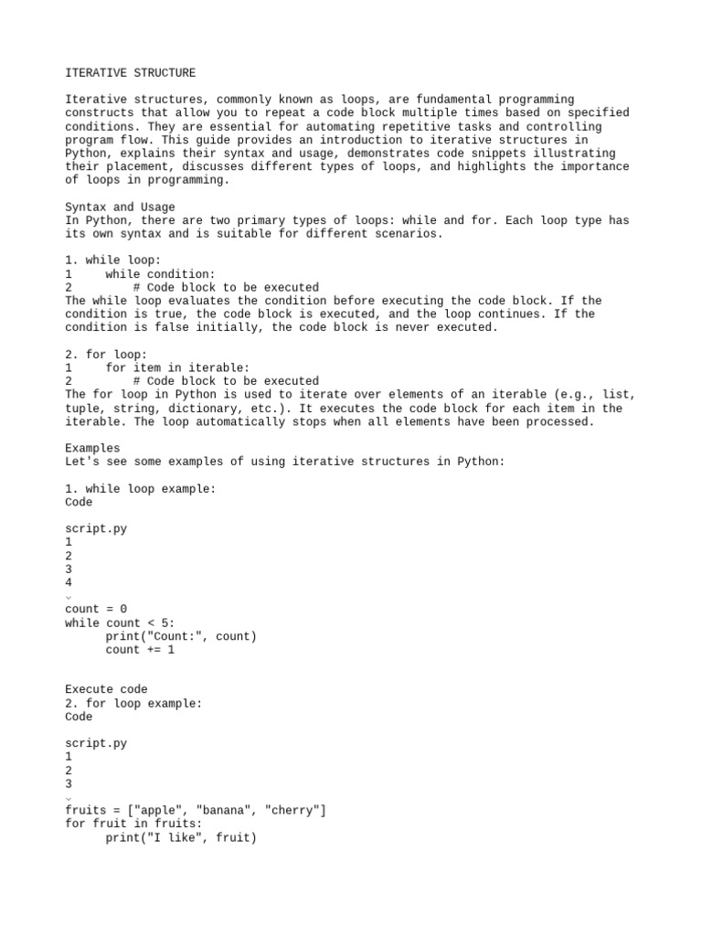 Iterative Structure Pdf Control Flow Computing