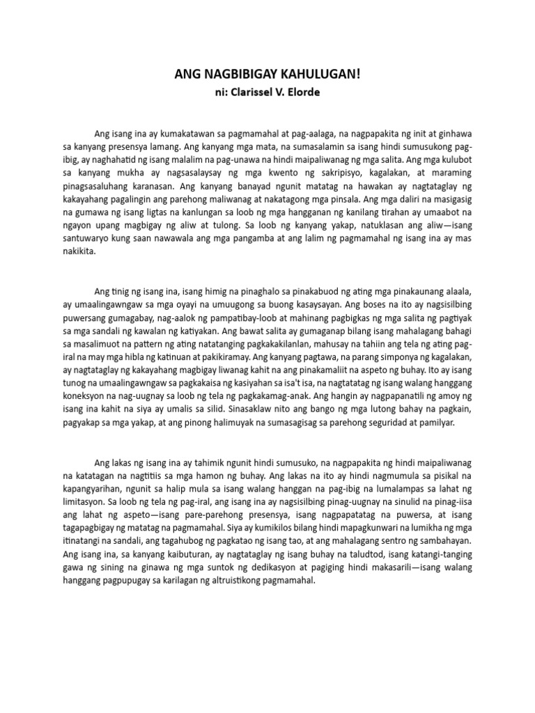 ANG NAGBIBIGAY KAHULUGAN Ni Clarissel V. Elorde | PDF