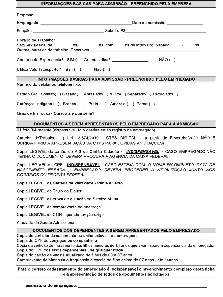 (Documentos Necessarios Admiss - 343o 2022 | PDF | Technology & Engineering