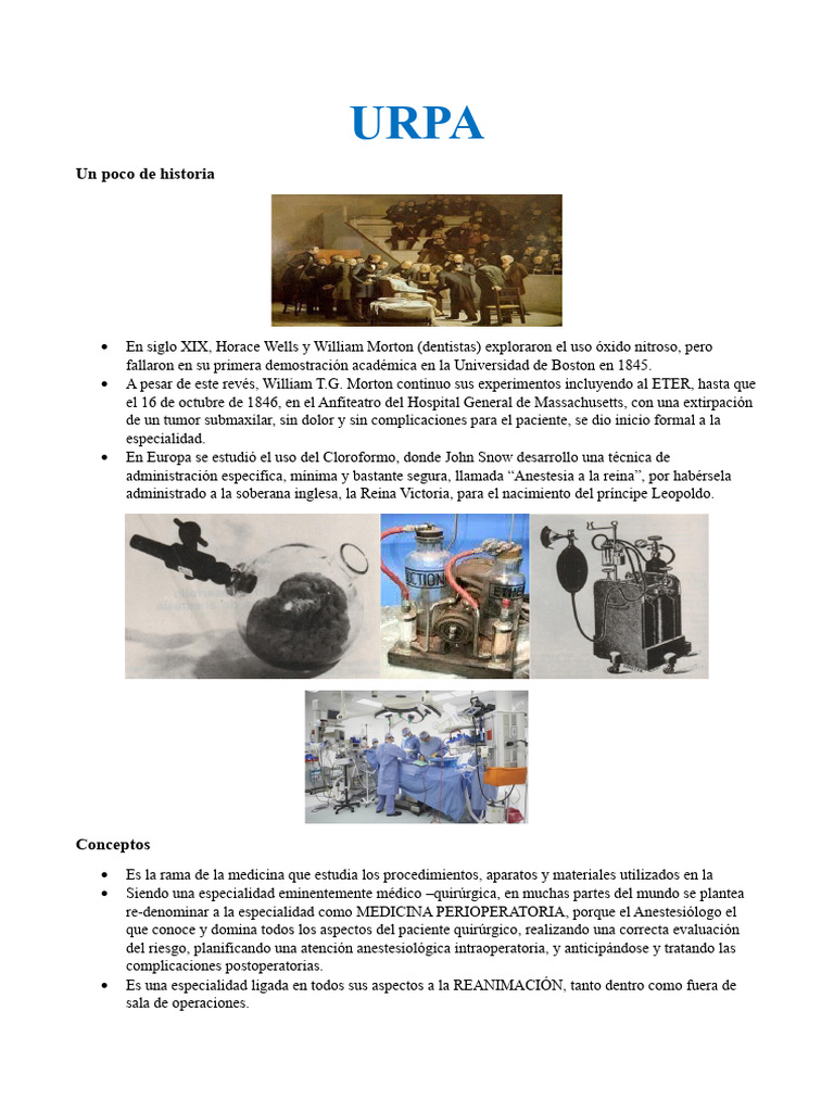 URPA | PDF | Anestesia | Medicina CLINICA