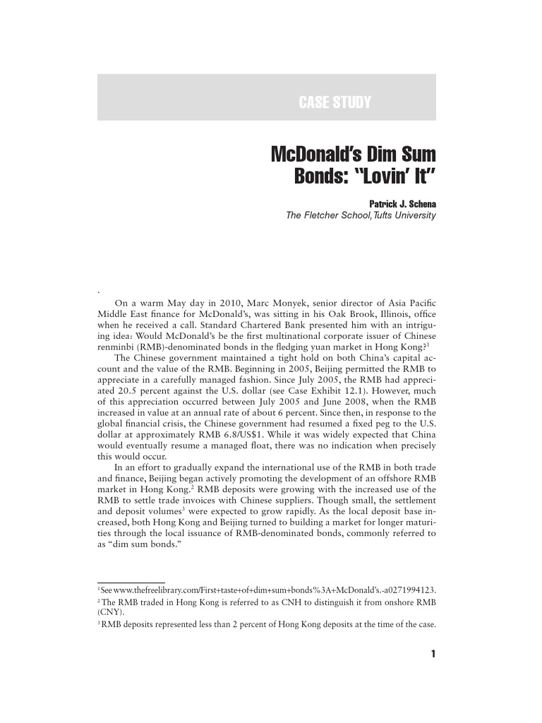 Lecture 2 Case Study McDonald's Dim Sum Bonds "Lovin' It" | PDF ...