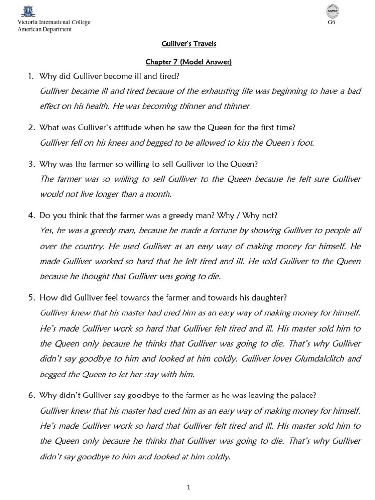 Gulliver's Travels: Chapter 7 Insights | PDF
