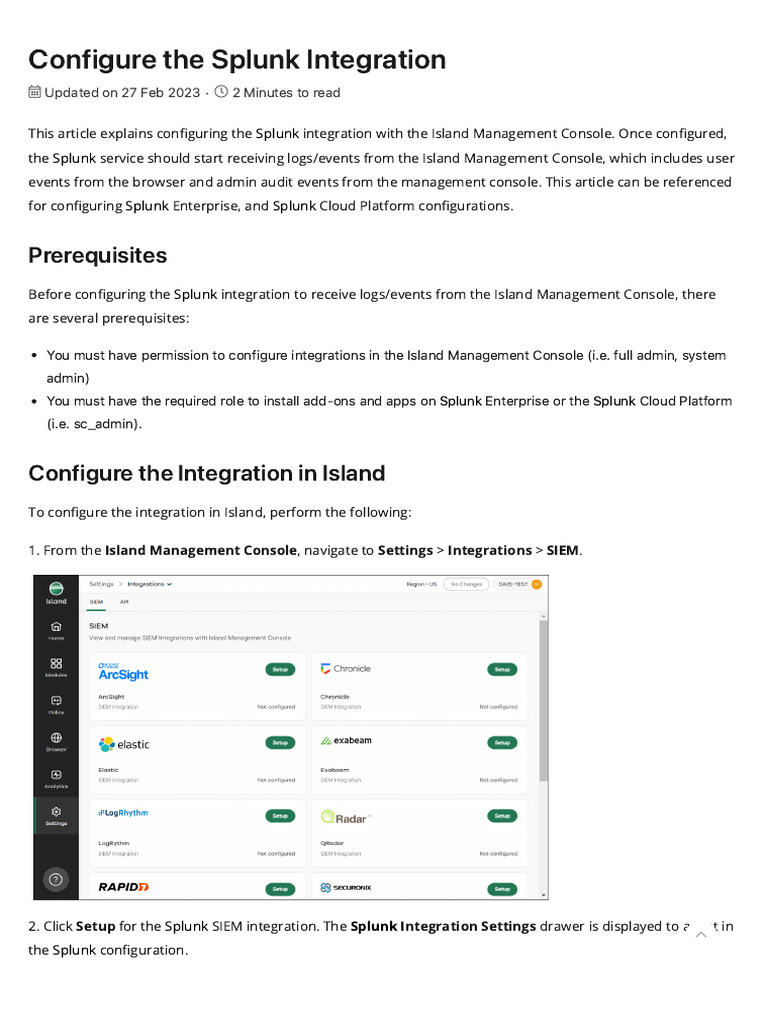 Configure The Splunk Integration | PDF | Computer Engineering | Computer Architecture