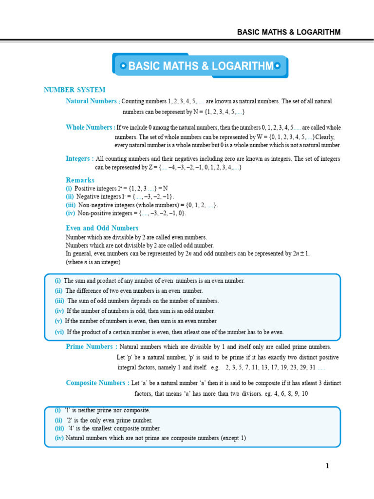 Documents - null-XI - Maths - Module-1 - Basic Maths (Theory) | PDF | Numbers | Rational Number