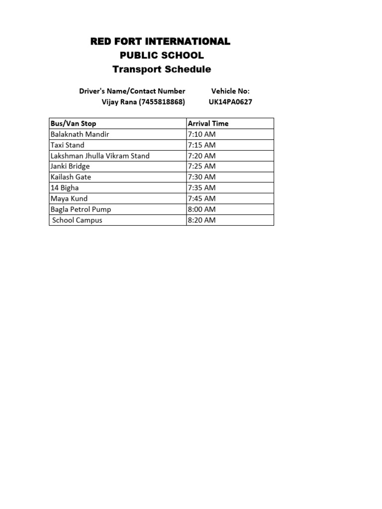 SPRC Bus Schedule Overview | PDF | Public Transport | Transport