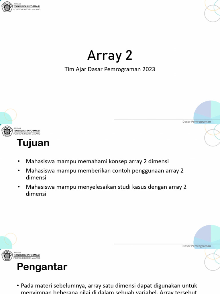 Pertemuan 10 - Array 2 | PDF