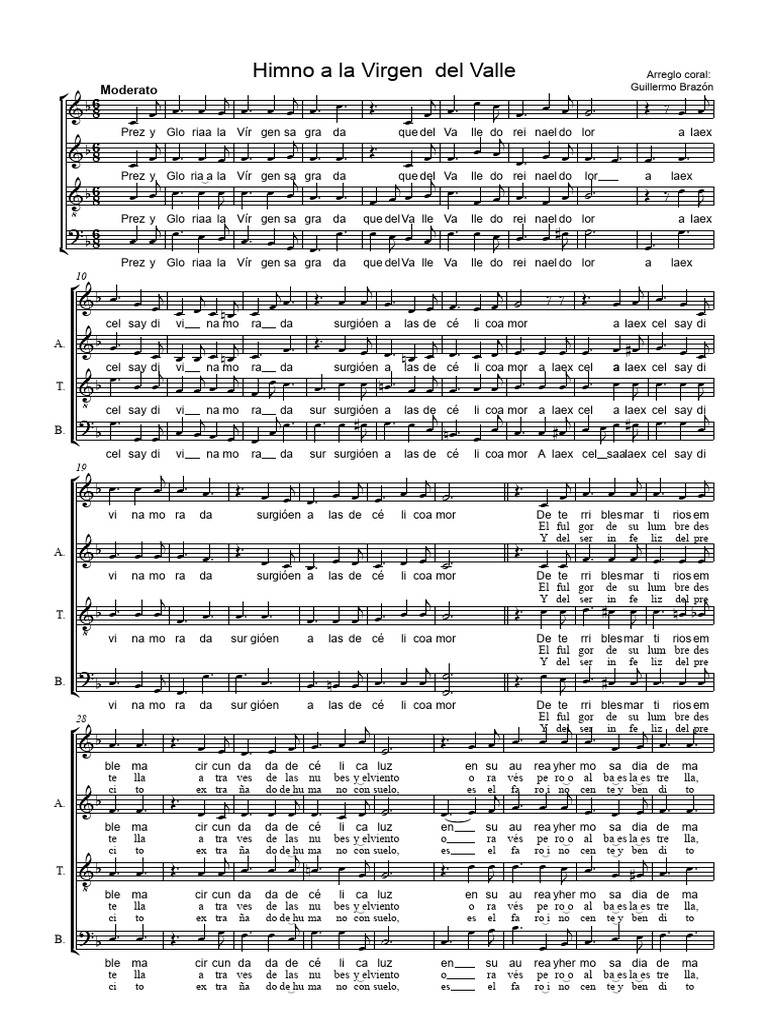 Himno A La Virgen Del Valle | PDF
